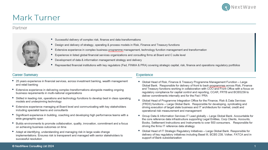 Welcome to the NextWave Resource Centre | Mark Turner - Profile